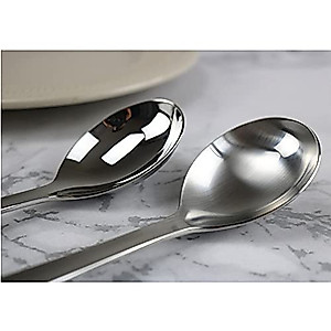 Cooking Spoons 304 Stainless Steel Big Head Spoon Thickened Long Handle Deepened Soup Spoon Small Soup Spoon For Household Soup 2pcs Table Spoons (Color : A)