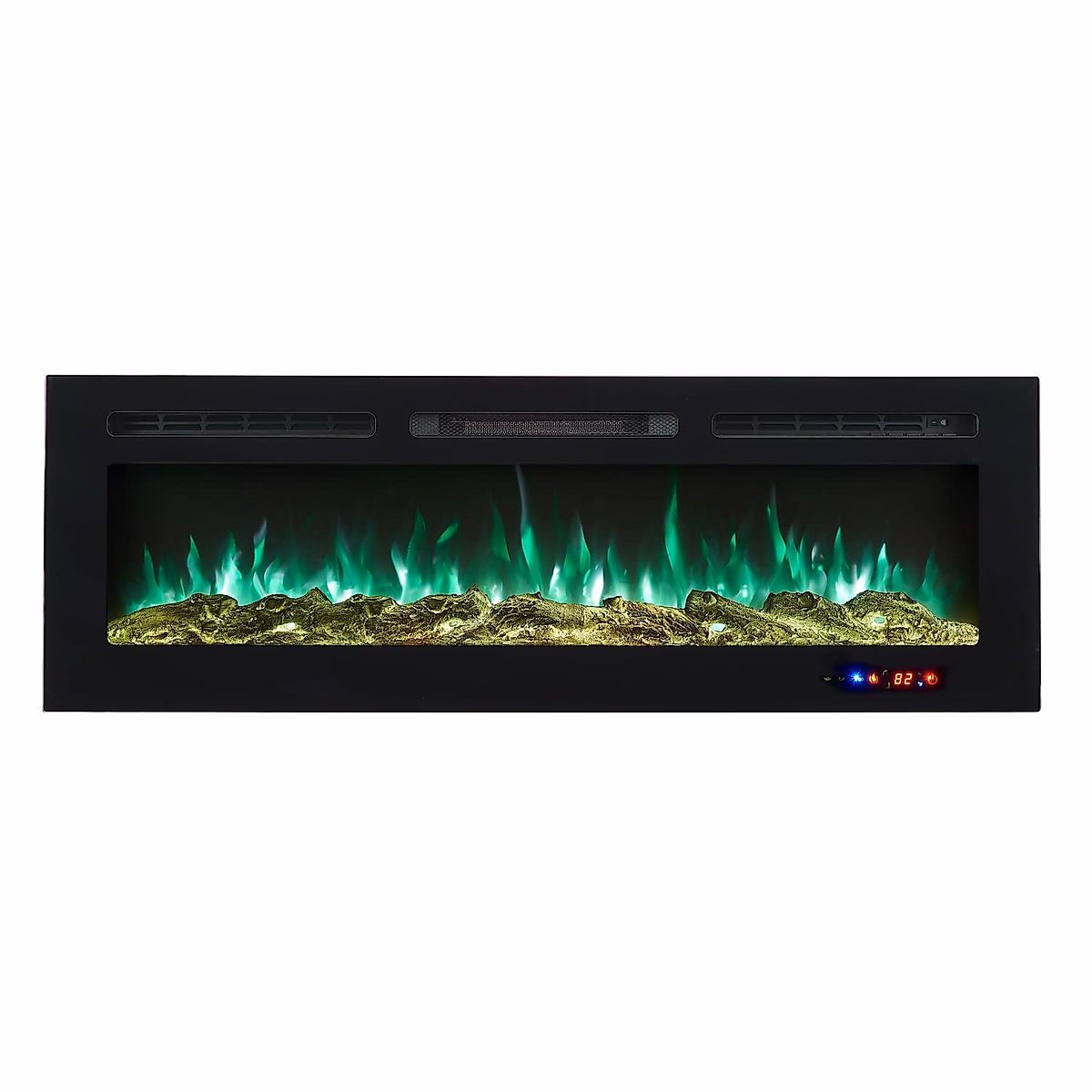 Naomi Home Kimball Electric Fireplace, Recessed & Wall Mounted Electric Fireplace, Remote Control with Timer, 9 Adjustable Color, WiFi Black/60 inches