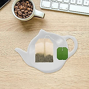 Soy Sauce Dish Jewelry Holder 4Pcs Tea Bag Holder Ceramic Teabag Coaster Teapot Shaped Seasoning Dish for Sauce Dessert (White) Tea Bag Organizer Tea Plates