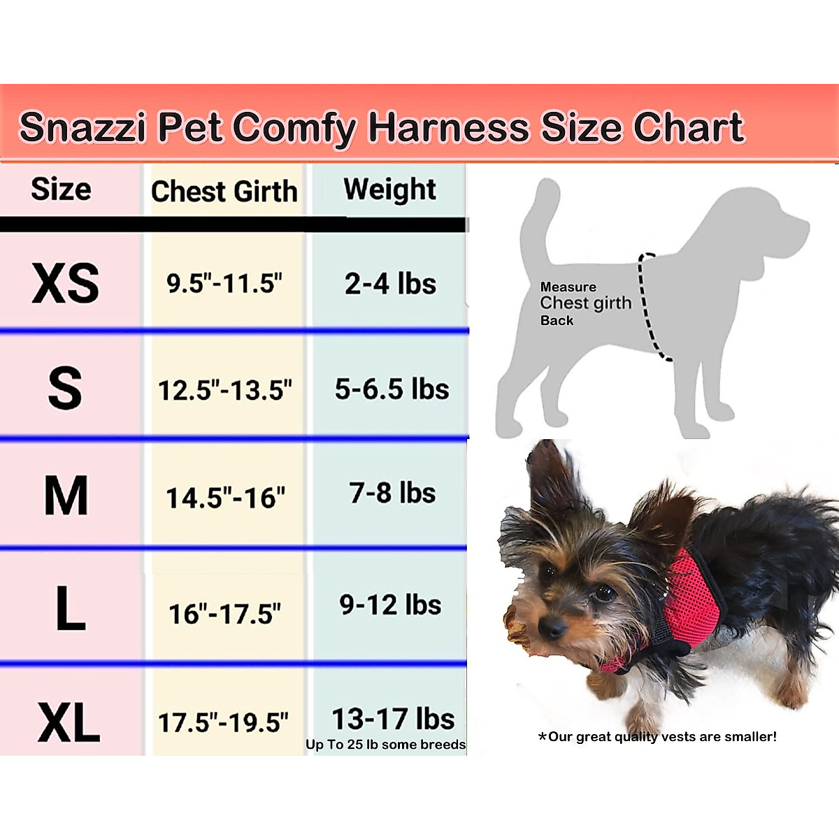 Snazzi Pet Soft Mesh Comfy Step in Dog Vest Harness Tiny XS Small Med Dogs 2-16 lbs Teacup Mini Toy Puppy (Baby Pink, SM 12.5"-13.5" 5-6.5 lbs)