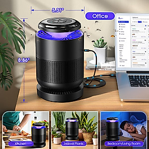 Fly Trap Indoor, Bug Light Trap Indoor, Remote Control Fruit Fly Trap, Gnat Trap, Mosquito Trap, Catch Insect Indoor with Light Suction Sticky Glue, Adjustable Brightness and Fans (Black&Dark Blue)