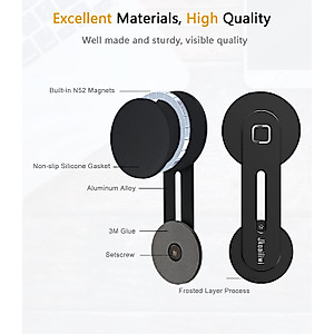 Jkoailiwi Magnetic Laptop Phone Holder for All Phones, New Upgraded Adjustable Desktop Monitor Side Laptop Holder, Slim Portable Laptop Mount Compatible with Magsafe iPhone 14/13/12 Series, Silver