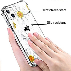 MAYCARI for iPhone 13 Mini Case Trendy Little Daisy Flowers, Artistic Aesthetic Print Pattern Design Clear TPU Phone Cases Soft Flexiable Slim Protective Cases, Anti-Scratch Shock Absorbing