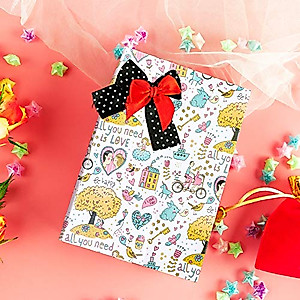 Konsait 6 Sheets Folded Large Sheets of Valentine's Day Wrapping Paper Traditional Gift Wrap, 70 x 50cm, Festive Designs Bulk, Valentine's Day Color Hearts Rose Wedding Birthday Holiday Gifts Decor