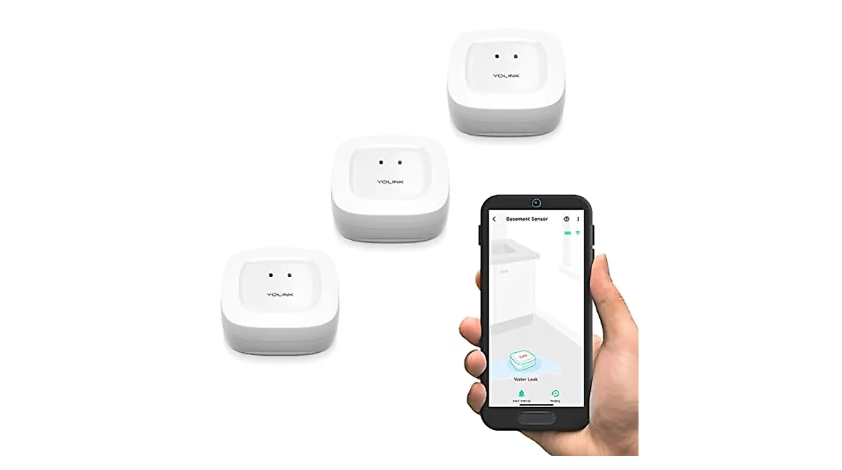 YoLink Smart Water Leak Sensor 3-Pack - 1/4 Mile Range