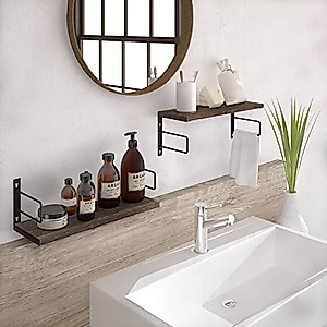 Eifiwot Floating Shelves Wall Mounted Set of 2, Wall Shelf Storage for Office, Bathroom, Living Room, Bedroom, Kitchen, Dark Carbonized Black Shelves for Wall Decor