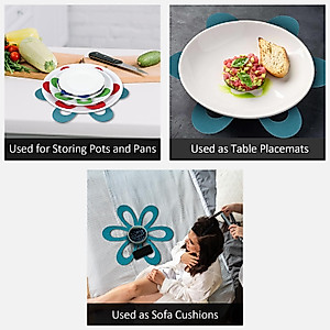 Oruola 8Pcs Pan Protectors,4 Different Sizes Color Flower Pan Protectors for Stacking,0.08In Thickness Felt Pot Protectors for Stacking and Protecting Glassware, Cookware and More,6In 8In 10In 12In