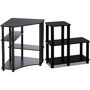 Furinno Turn-N-Tube Space Saving, Corner Desk, Espresso/Black & Turn-N-Tube Accent Decorative Shelf, Espresso/Black