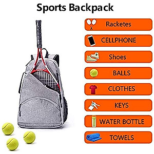 QCWN 2 Raquet Tennis Bag,Tennis Bags For Men Women,Tennis Backpack,Durable Tennis Bookbag,Tennis Pickleball Bag,Tennis Bag Waterproof,Raquet Carrier for Balls, Pickleball Paddles, Badminton Rackets