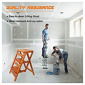 3 Step Stool Home Wooden Folding Ladder Chair Thickened Library Stair Chair Portable Light Garden Tool Ladder Maximum Load 150KG