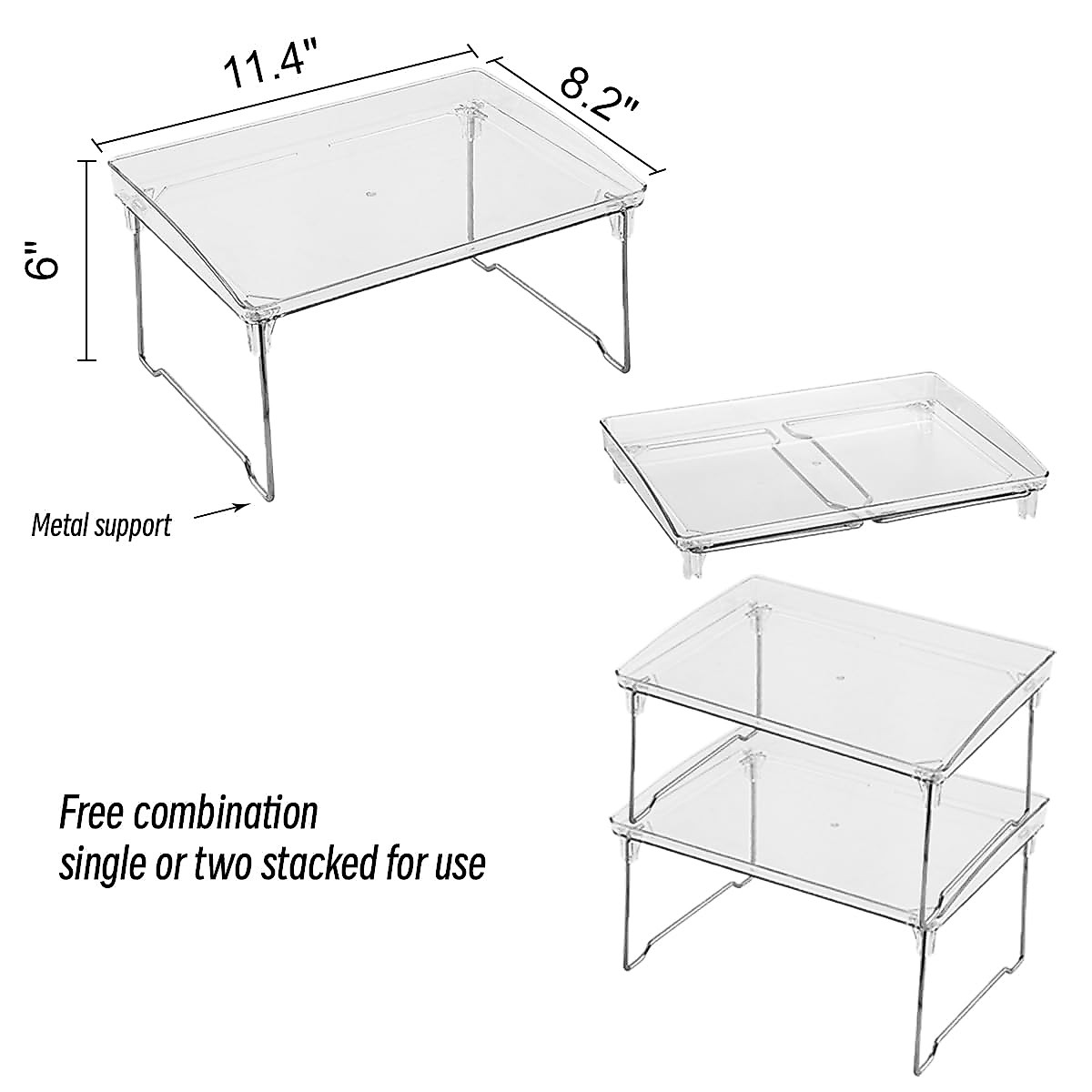 DEYIZY 2-Tier Foldable Bathroom Counter Organizer for Skincare, Vanity & Makeup - Space-Saving, Stackable, No Assembly - Bathroom Countertop Organizer, Bathroom Cabinet Organizer
