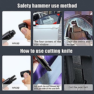 GKmow 1 PC Car Multi-Function Safety Hammer, Mini Emergency Window Breaker, Seat Belt Cutter Car Escape Tool, Universal Emergency Life Saver for Most Cars (Red)