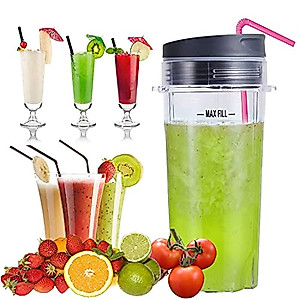 16oz Blender Cup Set for Ninja Replacement Parts Single Serve Blender Cup With Lids Set For BL770 BL780 BL660 BL740 BL810 Nutri Ninja Series Blenders (2-pack)