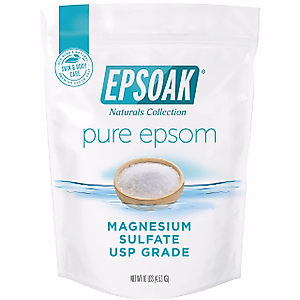 Epsoak Epsom Salt 10 lb. Magnesium Sulfate USP. (Qty. 1 x 10lb. Bags) Resealable Epsom Salt Bulk Bags Unscented, Made in The USA, Cruelty-Free Certified