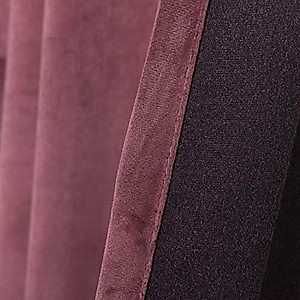 Roslynwood Home Decorative Velvet Curtains 52 inch Width for Bedroom Solid Soft Sunlight Block Window Curtain with Rod Pocket & Clip Rings Nursery, 2 Panels, 52W x 96L Inch, Dusty Rose