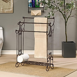 Standing Towel Rack Stand 3 Tiers Freestanding 35.8" H Metal Towel Racks for Bath Hand Towel Rack Stand for Bathroom Bedroom Laundry Room Kitchen