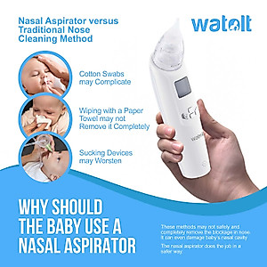 Watolt Baby Nasal Aspirator - Electric Nose Suction for Baby - Automatic Booger Sucker for Infants - Battery Powered Snot Mucus Remover for Kids Toddlers