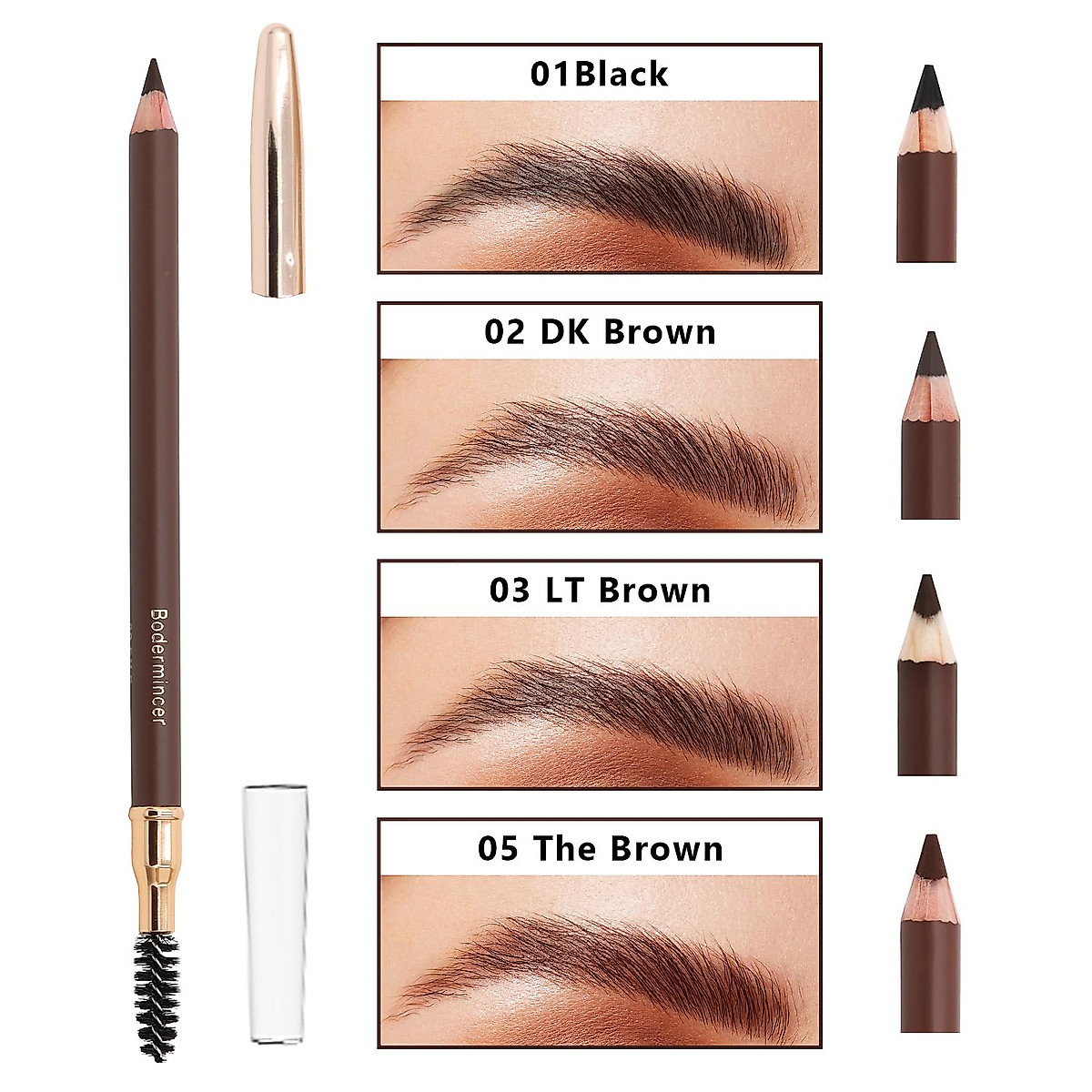 1pcs Eyebrow Pencil Longlasting Waterproof Durable Liner Eyebrow 5 Colors to Choose (3# Light Brown)