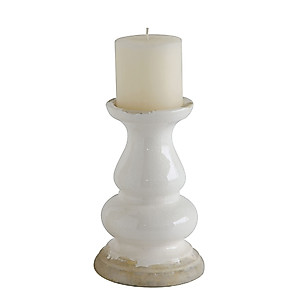 Creative Co-Op Stoneware Candleholder (Holds 3" Pillar Candle)