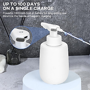 Automatic Soap Dispenser Foaming Hand Free Soap Dispenser Foam Rechargeable Soap Dispenser Touchless Soap Dispenser Smart Electric Auto Dish Soap Dispenser for Bathroom, Kitchen, Commercia White