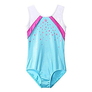 BAOHULU Gymnastics Leotards for Little Girls Stiching Ribbons One-piece Dance Outfit B164_LightBlue_4A