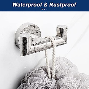 NearMoon Bathroom Double Towel Hook- SUS304 Stainless Steel Robe Towel Holder, Heavy Duty Double Coat Hook for Bathroom Livingroom Kitchen Wall Mounted, 2 Pack (Chrome Finish)