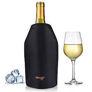 NEWGO Wine Cooler Sleeve Reusable Wine Bottle Cooler Flexible Wine Ice Pack Sleeve Keep Wine Cool and Refreshing for Standard Size Bottles for Red Wine, White Wine & Champagne - Black