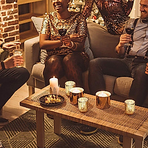 Volens Gold Votive Candle Holders Bulk, Mercury Glass Tealight Candle Holder Set of 12 for Wedding Decor and Home Decor