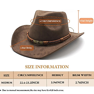 LIDHAY Cowboy Hat for Women and Men Western Suede Hat Panama Hat Cowboy & Cowgirl Hat Felt Wide Brim Women Men Fedora Hats 192 Brown