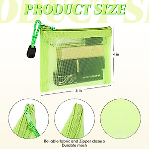 Jexine 24 Pcs Mini Zipper Mesh Bags Lipstick Cosmetic Accessories Organizer Nylon Makeup Zipper Pouch Small Cosmetic Bag for Purse Beauty Mesh Travel Bags for Women(Bright Color, 5 x 4 Inch)