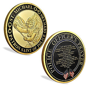 ASmileIndeep Police Officer Prayer Coin St. Michael Patron Saint Law Enforcement Military Challenge Coin