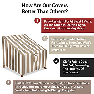 Elmara Outdoor Chair Covers – Waterproof, UV Fade-Resistant Patio Chair Covers Made of Heavy Duty Olefin – Durable All Weather Design Keeps Your Patio Furniture Safe (Bronze Stripe)