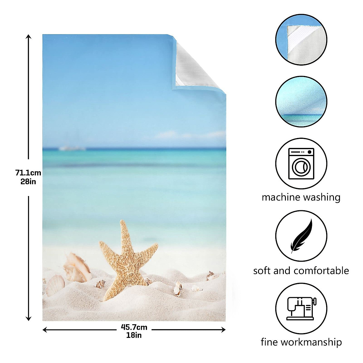SLHKPNS Summer Starfish Kitchen Dish Towel Set of 4,Seashell San Beach 18x28in Absorbent Dishcloth Reusable Cleaning Cloths for Household Use