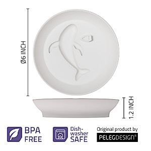 PELEG DESIGN Dip Sea Whale Dipping Dish Balsamic and Olive Oil Soy Sauce Plate Round Dipping Sauce Bowl Dipping Dish Plate (White)
