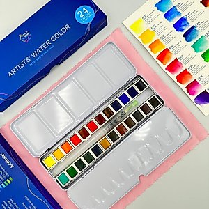 Art Whale Artists' Watercolor 24 Colors in Half-Pans