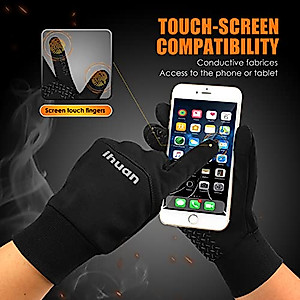 ihuan Winter Gloves for Men and Women - Waterproof Warm Glove for Cold Weather, Thermal Gloves with Touch Screen Finger for Workout, Running, Cycling, Bike