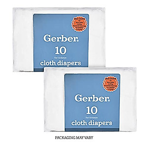 GERBER Birdseye Cloth Diapers, Flatfold, 20Count, White
