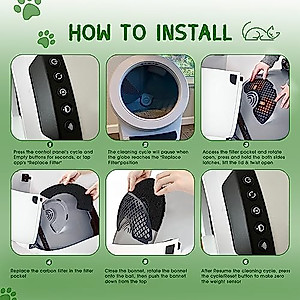 QUEARN 8 Pack Carbon Filters Compatible with Litter-Robot 4, Cat Litter Box Filters Replacement to Absorb Odors Control Damp from Pets and Keep Home Fresh