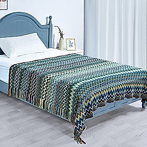 Cozary Woven Throw Blanket Reversible Cotton Bohemian, Tapestry Outdoor Knitted Tassel Blankets,Soft Cozy Lightweight Couch Decorative afghans Throw Blankets, Bed, Sofa,60 * 80 inches