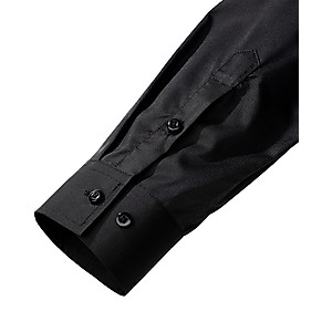 J.VER Men's Dress Shirts Solid Long Sleeve Stretch Wrinkle-Free Formal Shirt Business Casual Button Down Shirts Black