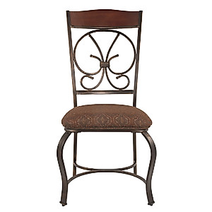 Signature Design by Ashley Glambrey Old World Dining Chair with Cushion, 4 Count,, 23.5"D x 19.75"W x 40.5"H, Brown