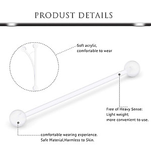 Hoeudjo Clear Cartilage Earrings Piercing Retainers 24Pcs Flexible Acrylic Helix Hoop Bioflex Nose Lip Stud Eyebrow Tragus Septum Horseshoe Rings Body Jewelry for Work