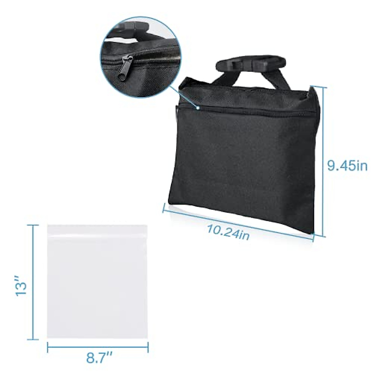 2 Packs Sandbags, Heavy Duty Sand Bags, Sand Bags Heavy Duty with Zipper and Buckle Straps for Support Light Stand