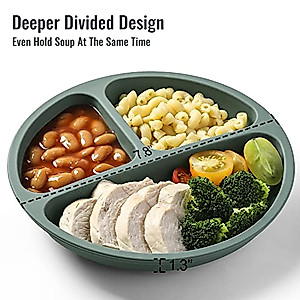VITEVER 3 Pack Suction Plates with Lids and Utensils for Babies & Toddlers, 100% Food-Grade Silicone, Divided Design, Microwave & Dishwasher Safe