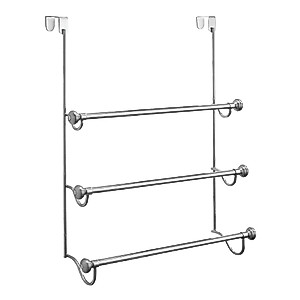iDesign Over the Door Towel Rack, The York Collection, 1.5” x 7” x 22.8”, Brushed Nickel