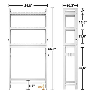 Homykic Bamboo Over The Toilet Storage and Ladder Shelf Bundle, White