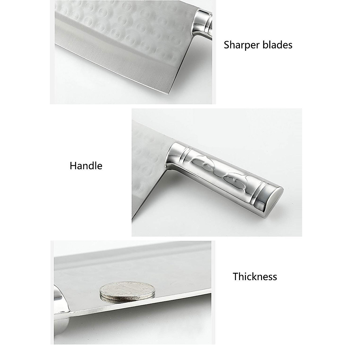 SUENOS Meat Cleaver 8.5 Inch Cleaver Knife, Stainless Steel Chinese Butcher Knife, Vegetable Knife For Home Kitchen And Restaurant