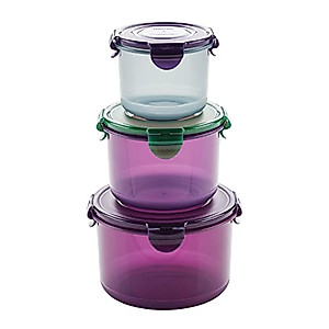 Lock & Lock ECO Food Storage Airtight Container Set with Lids, BPA Free, Round, 6 Piece, Assorted Colors