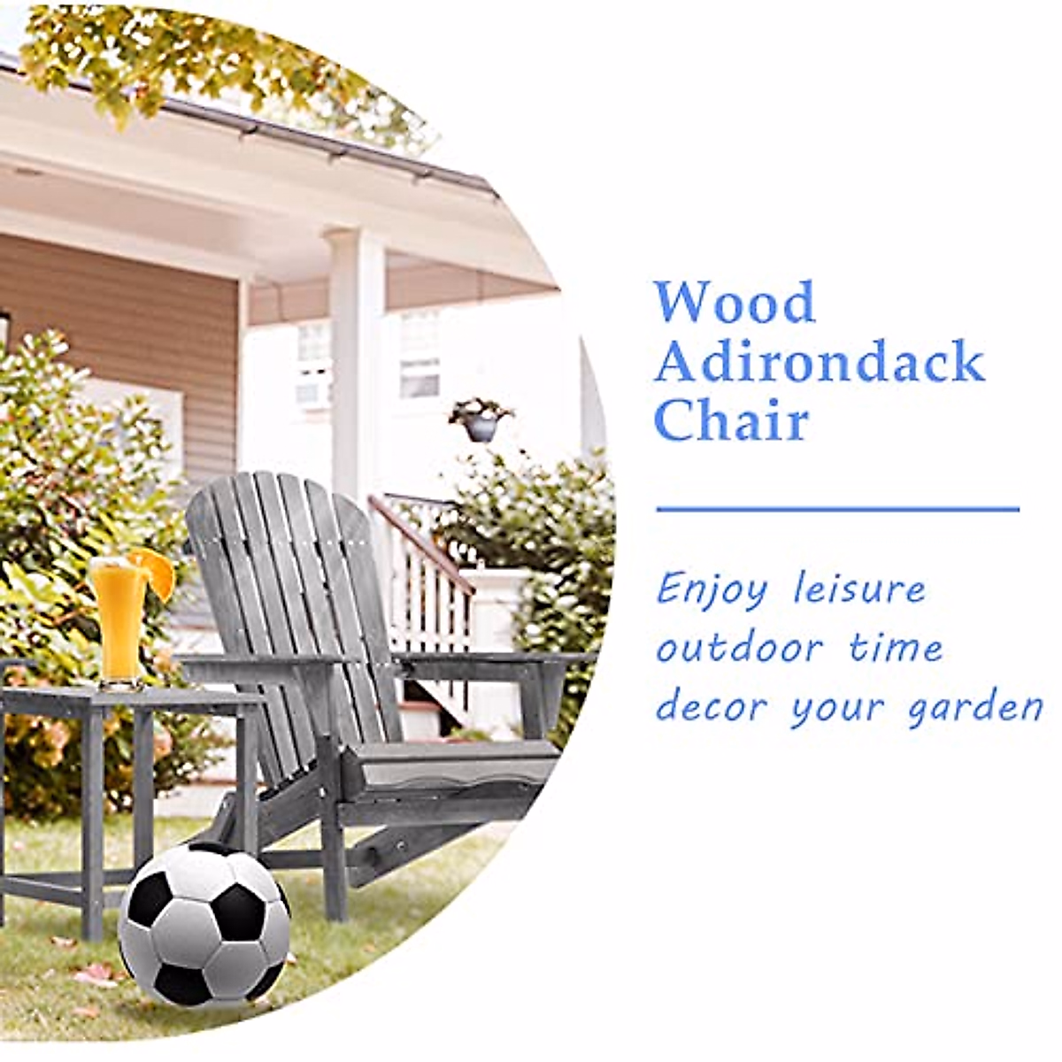 pazezog Folding Adirondack Chair Set of 2,Outdoor Patio Chairs for Garden Lawn Backyard Pool Deck Beach Firepit. (Gray)