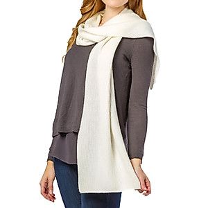 Fishers Finery Women's 100% Cashmere Ribbed Knit Scarf | Gift Box (Cream)
